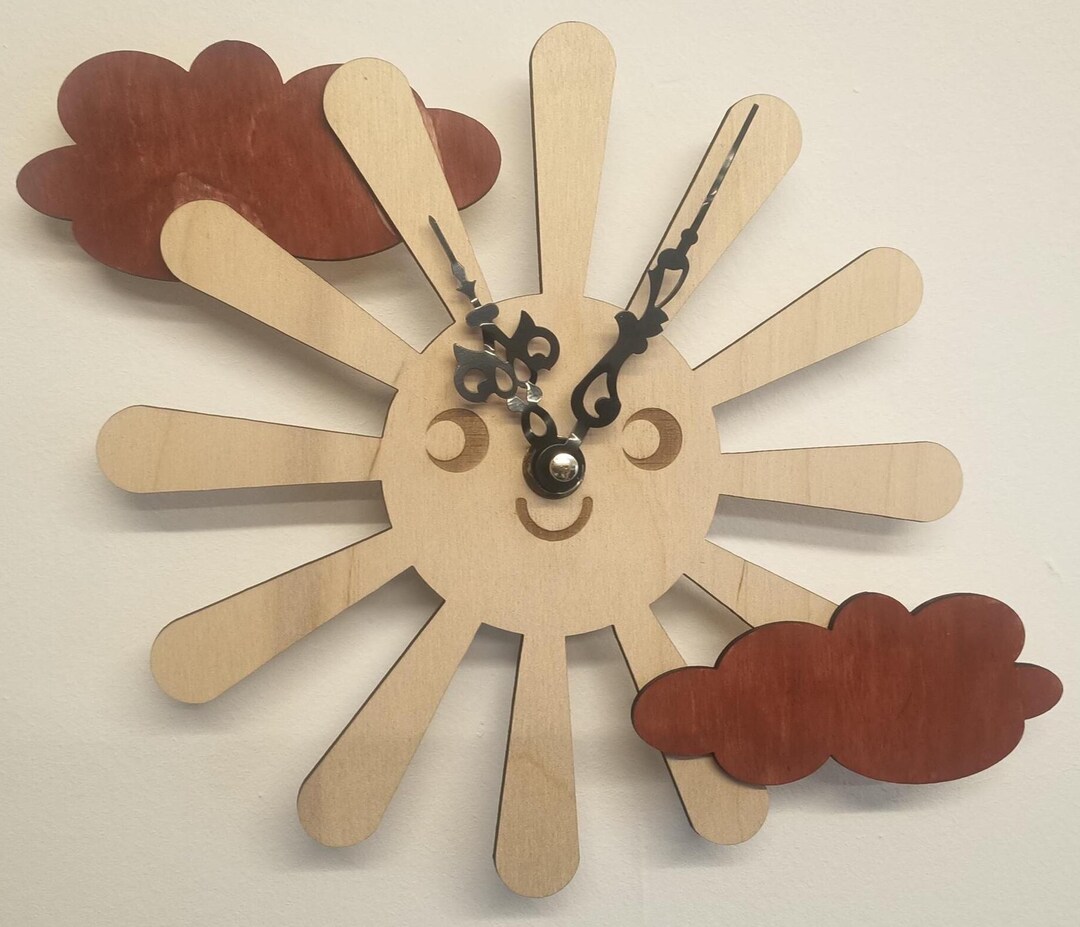 Smiling Sun Clouds Laser Cut Svg File for Diy Clock Making - Etsy