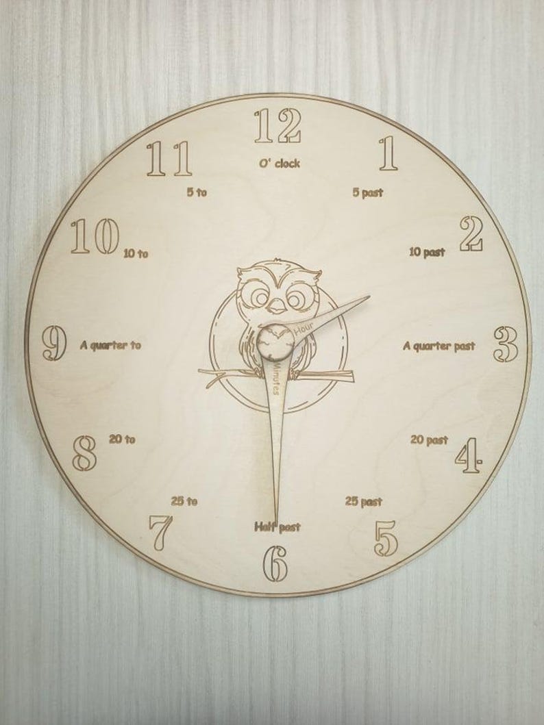 Owl Beautiful Kids Educational Time Learning Clock Svg Laser Cut File ...