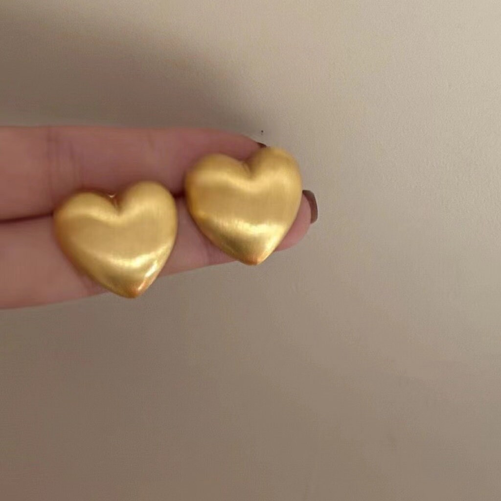 Big Gold Heart Earrings Gold Studs Large Huge Gold Stud - Etsy