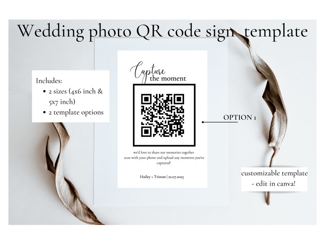 WEDDING QR CODE Sign, Wedding Photo Sign, Photo Upload Sign, Wedding Sign, Digital Template, Qr ...