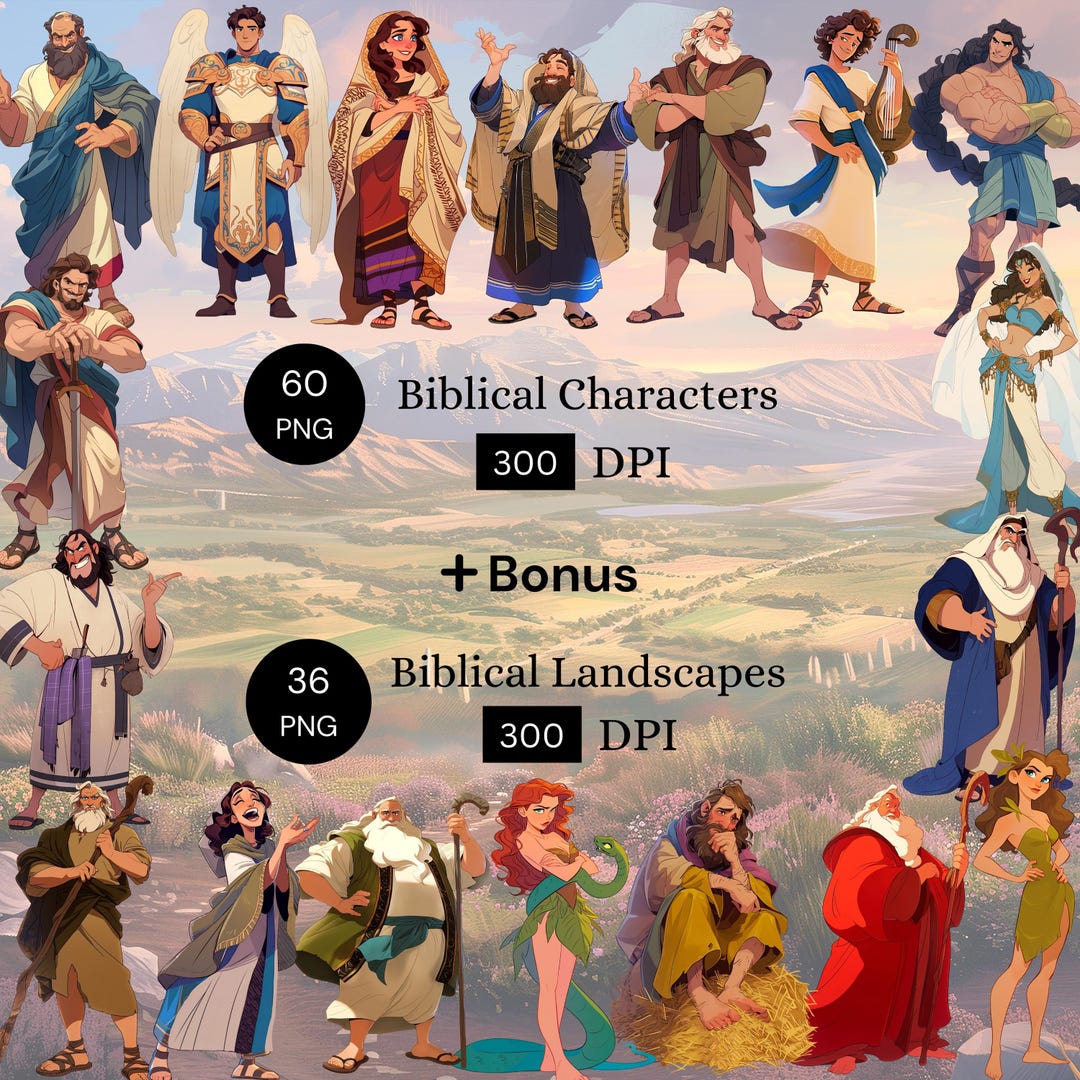 Biblical Characters Clipart Bundle, Bible Stories, Biblical People ...