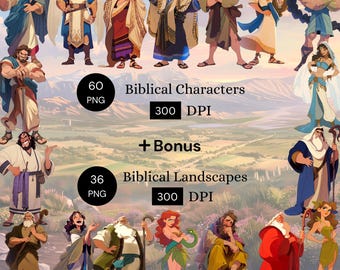 Biblical Characters Clipart Bundle, Bible Stories, Biblical People ...