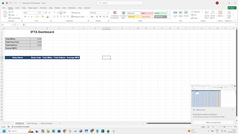 Automatic IFTA Calculator Excel Template, Trucking Mileage Tracker ...
