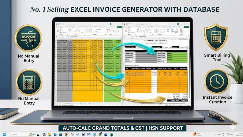 Commercial Invoice Excel Template | Automatic Business Billing ...