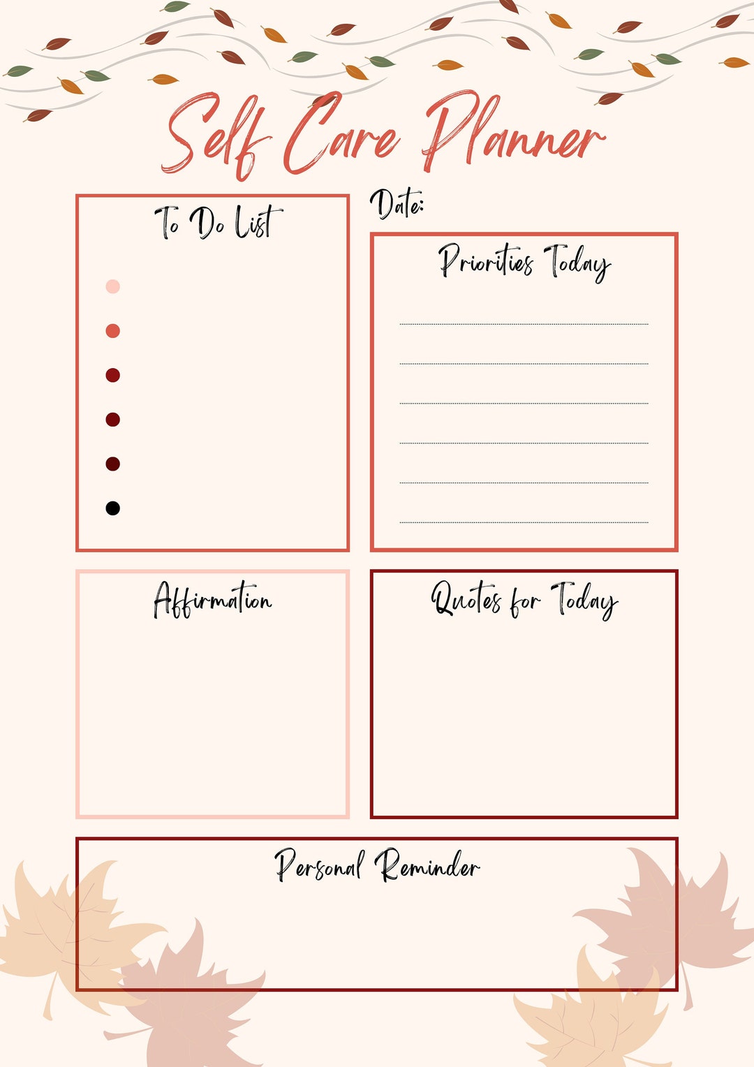 Self Care Planner Digital, Printable Planner - Etsy