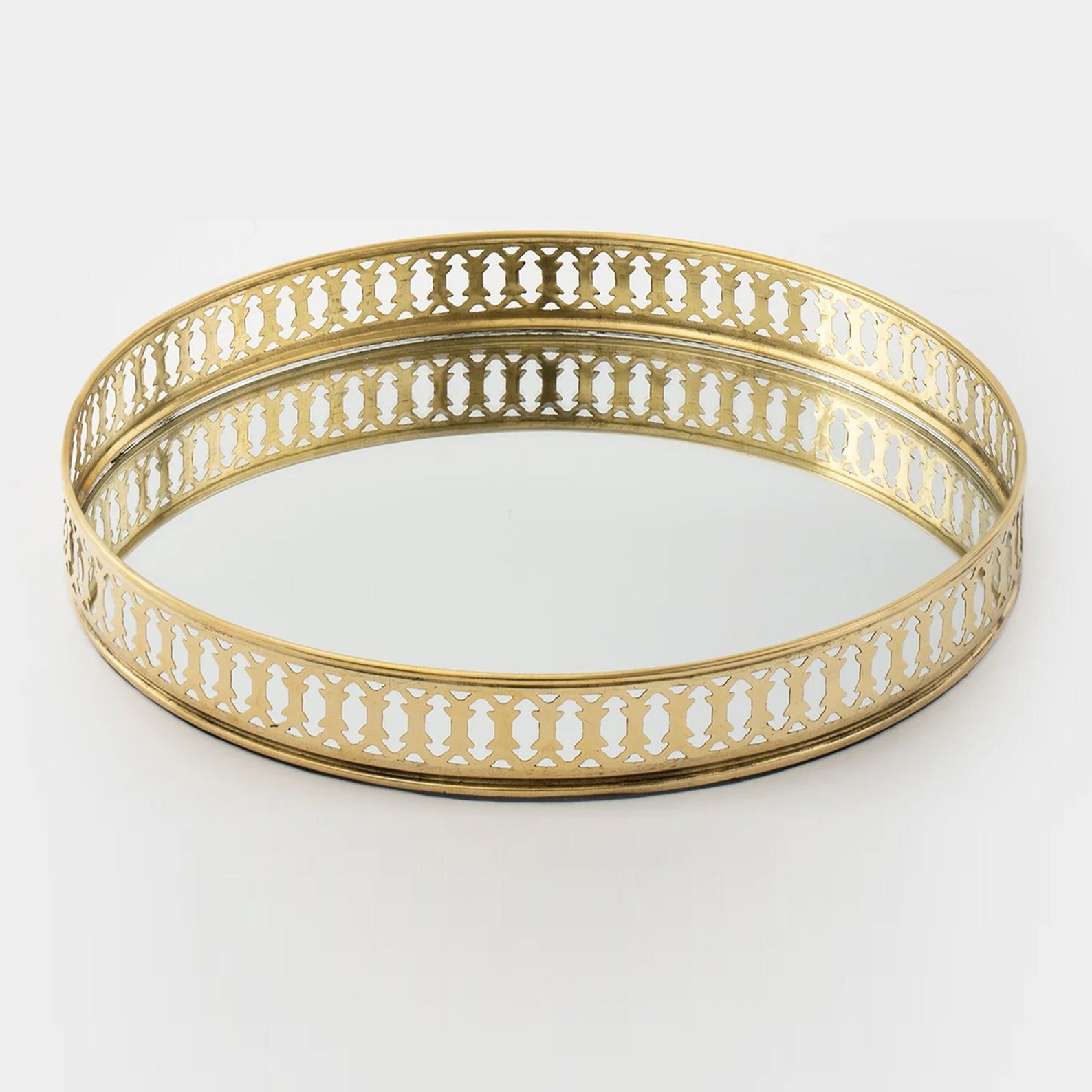 Handmade Brass Round Perfume Tray, Tray, Mirror Tray, Vintage Mirror ...