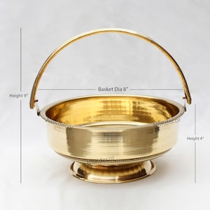 Handmade Brass Pooja Basket Set: Indian Home Decor, Diwali Decor S/2 ...