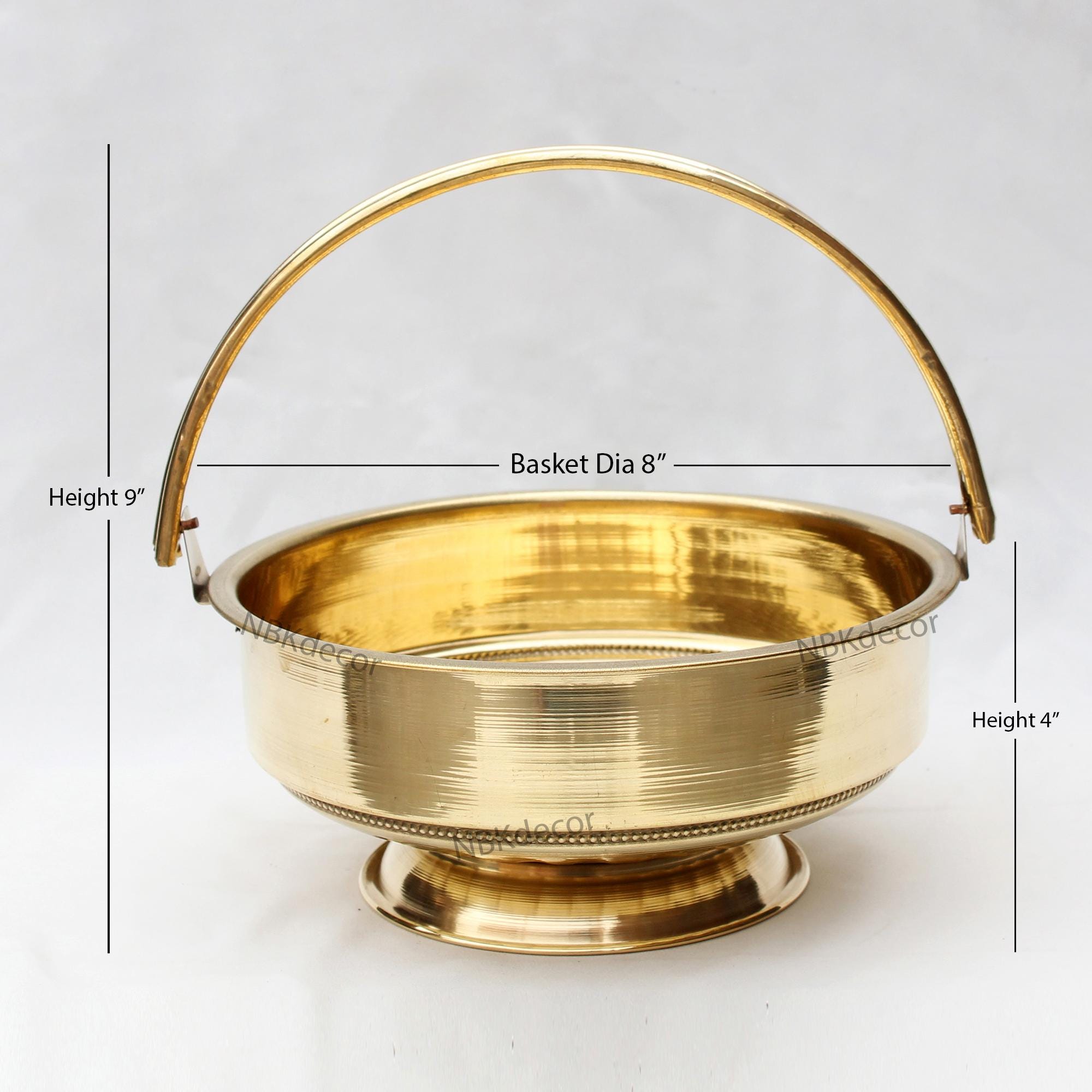 Handmade Brass Pooja Basket Set: Indian Home Decor, Diwali Decor S/2 ...