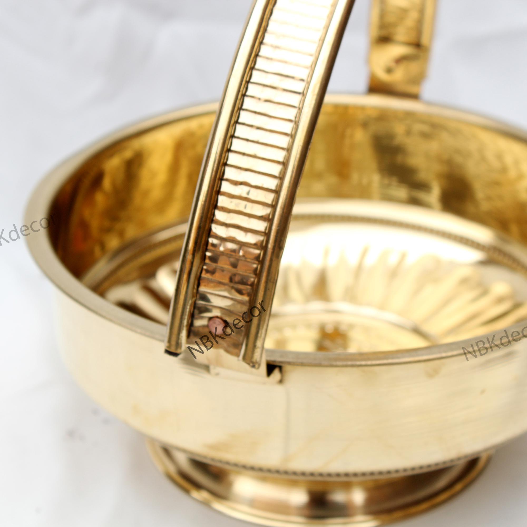 Handmade Brass Pooja Basket Set: Indian Home Decor, Diwali Decor S/2 ...