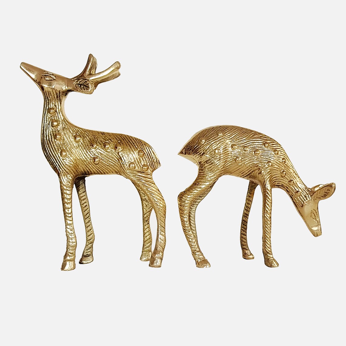 Vintage Large Brass Deer Figurines, Christmas Decor, Vintage Mid ...