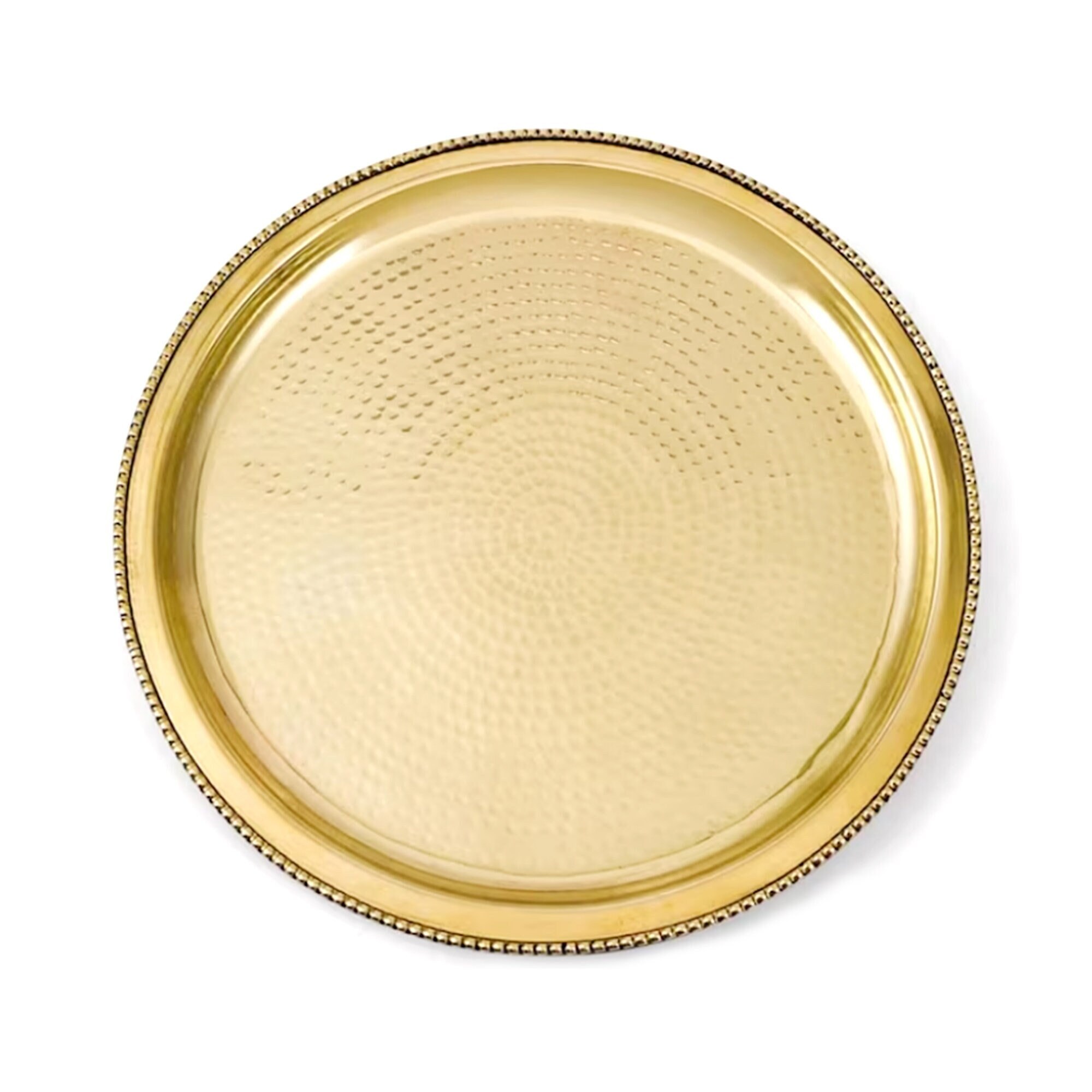 Brass Tray Large | Brass Tray With Hammered Design| Brass Trinket Tray ...