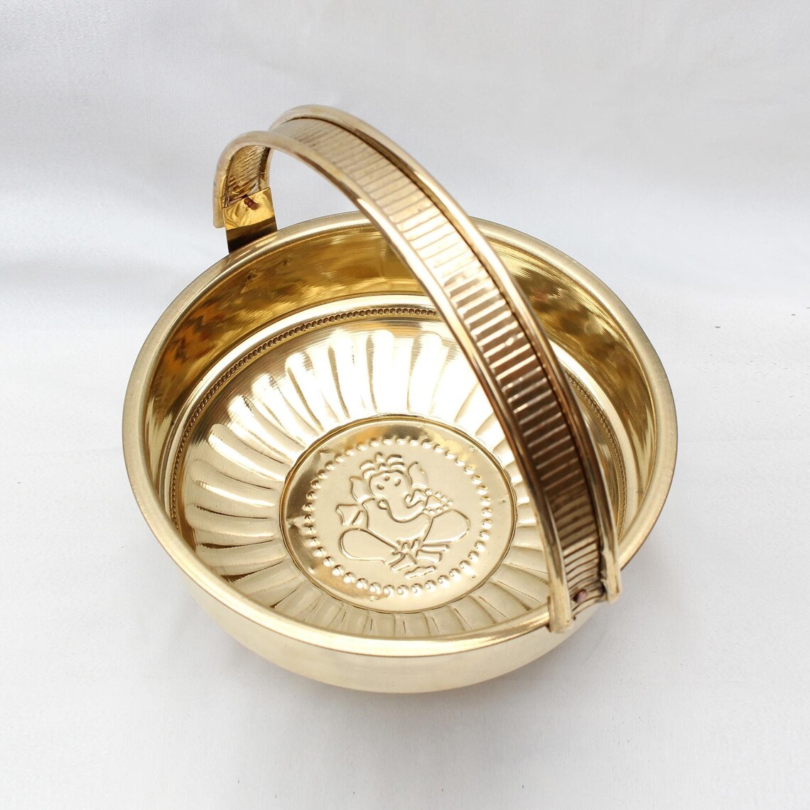 Handmade Brass Pooja Basket Set: Indian Home Decor, Diwali Decor S/2 ...
