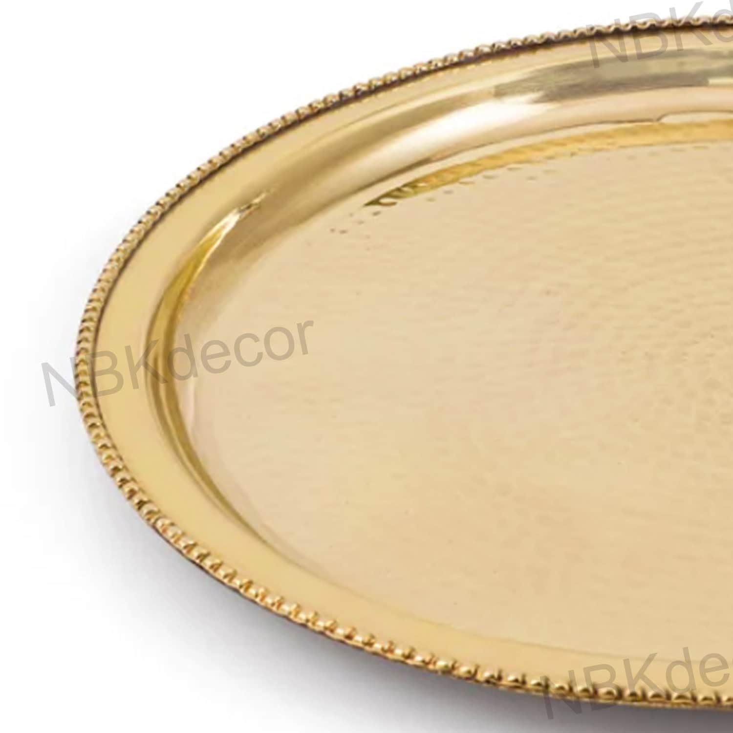 Brass Tray Large | Brass Tray With Hammered Design| Brass Trinket Tray ...