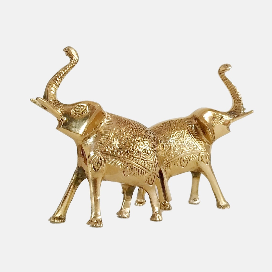 Brass Elephant With Engraved Design, Vintage Home Decor, Brass Animal ...