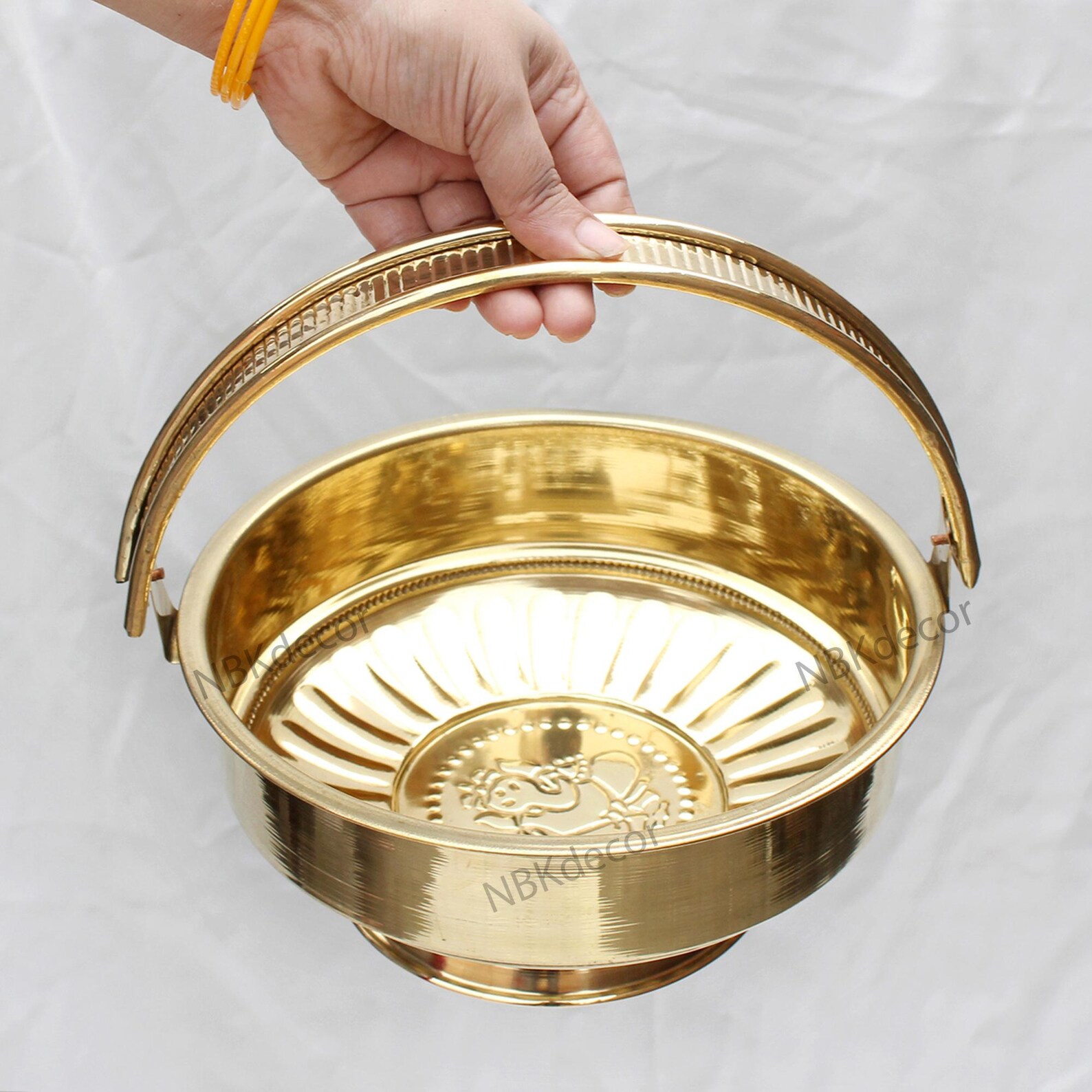 Handmade Brass Pooja Basket Set: Indian Home Decor, Diwali Decor S/2 ...