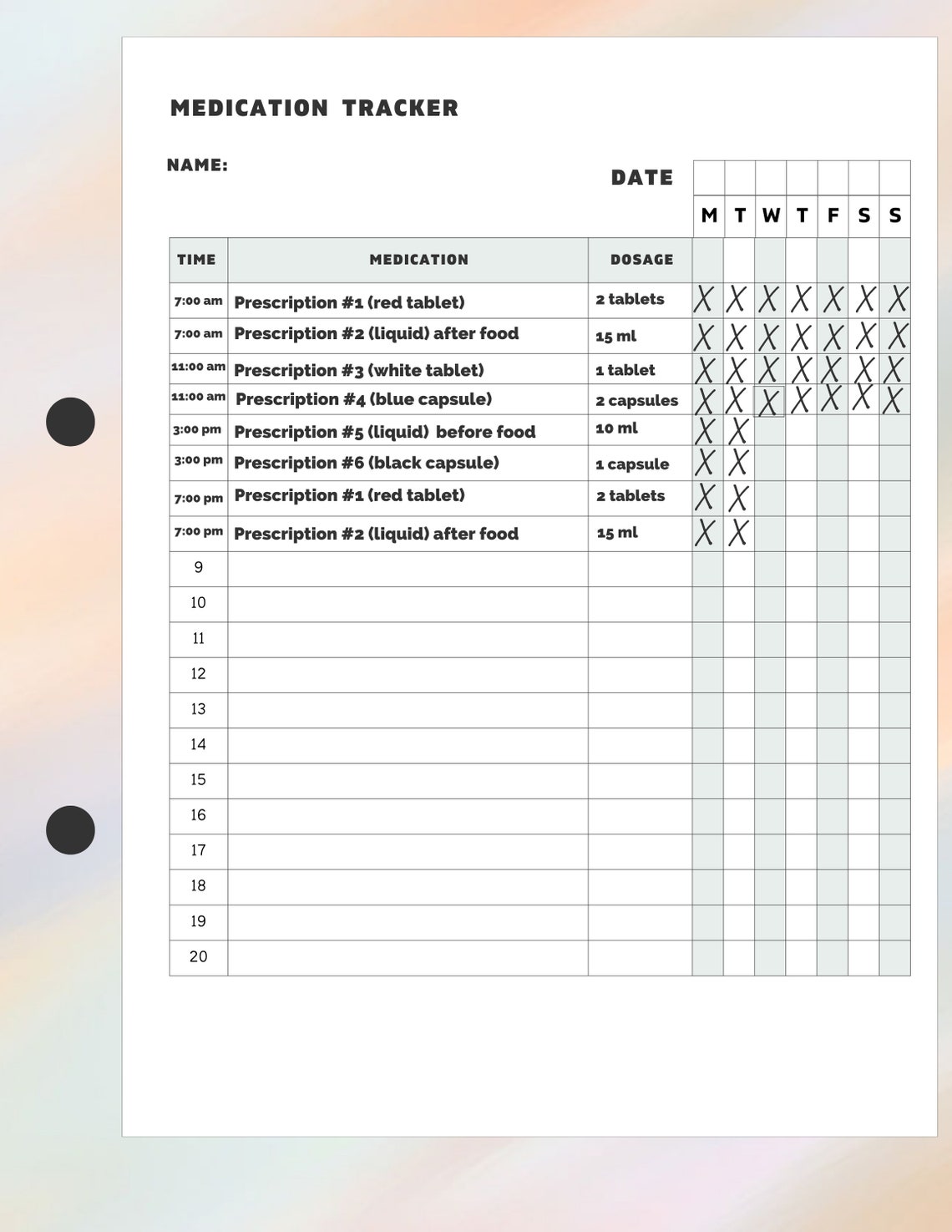 Printable Medication Tracker, Medication Schedule, Monthly Medication ...