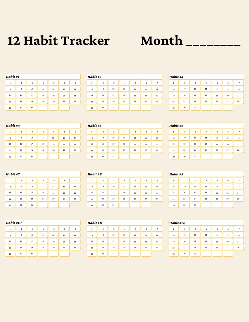 Monthly Habit Tracker Printable, Daily Habit Tracker Calendar, Instant ...