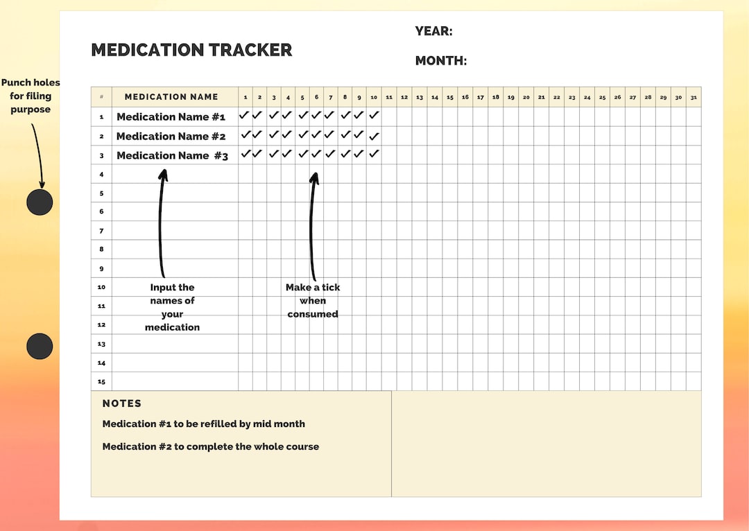Printable Medication Tracker, Medication Schedule, Monthly Medication ...