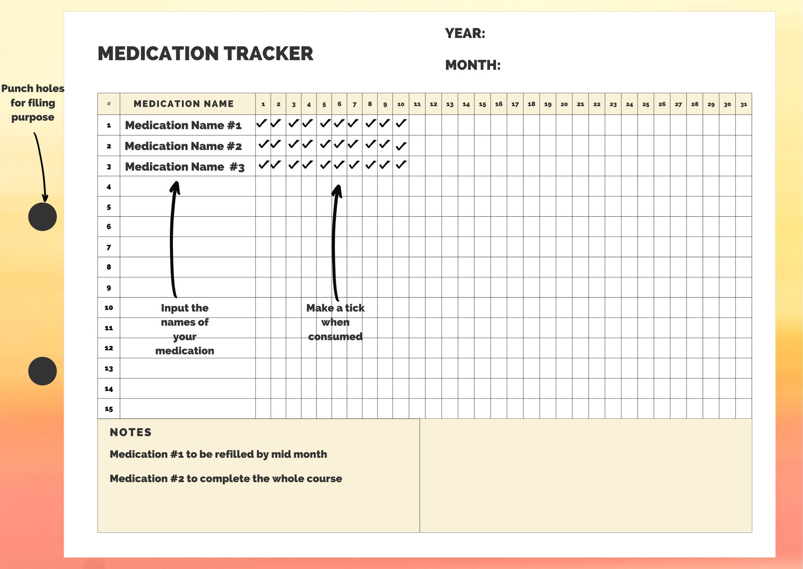 Printable Medication Tracker, Medication Schedule, Monthly Medication ...