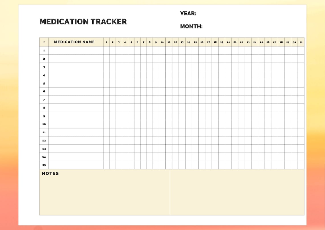 Printable Medication Tracker, Medication Schedule, Monthly Medication ...