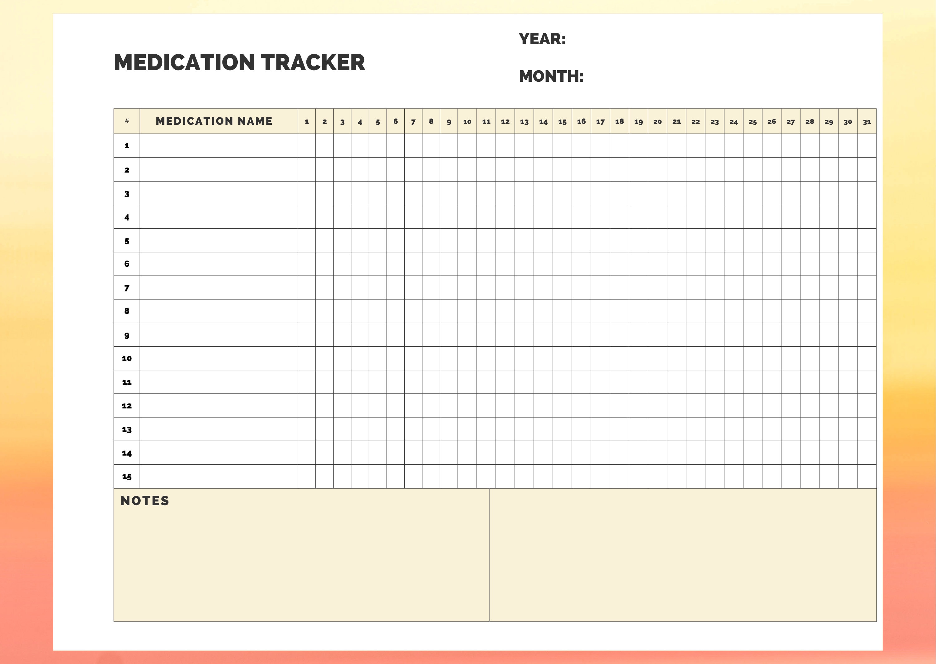 Printable Medication Tracker, Medication Schedule, Monthly Medication ...