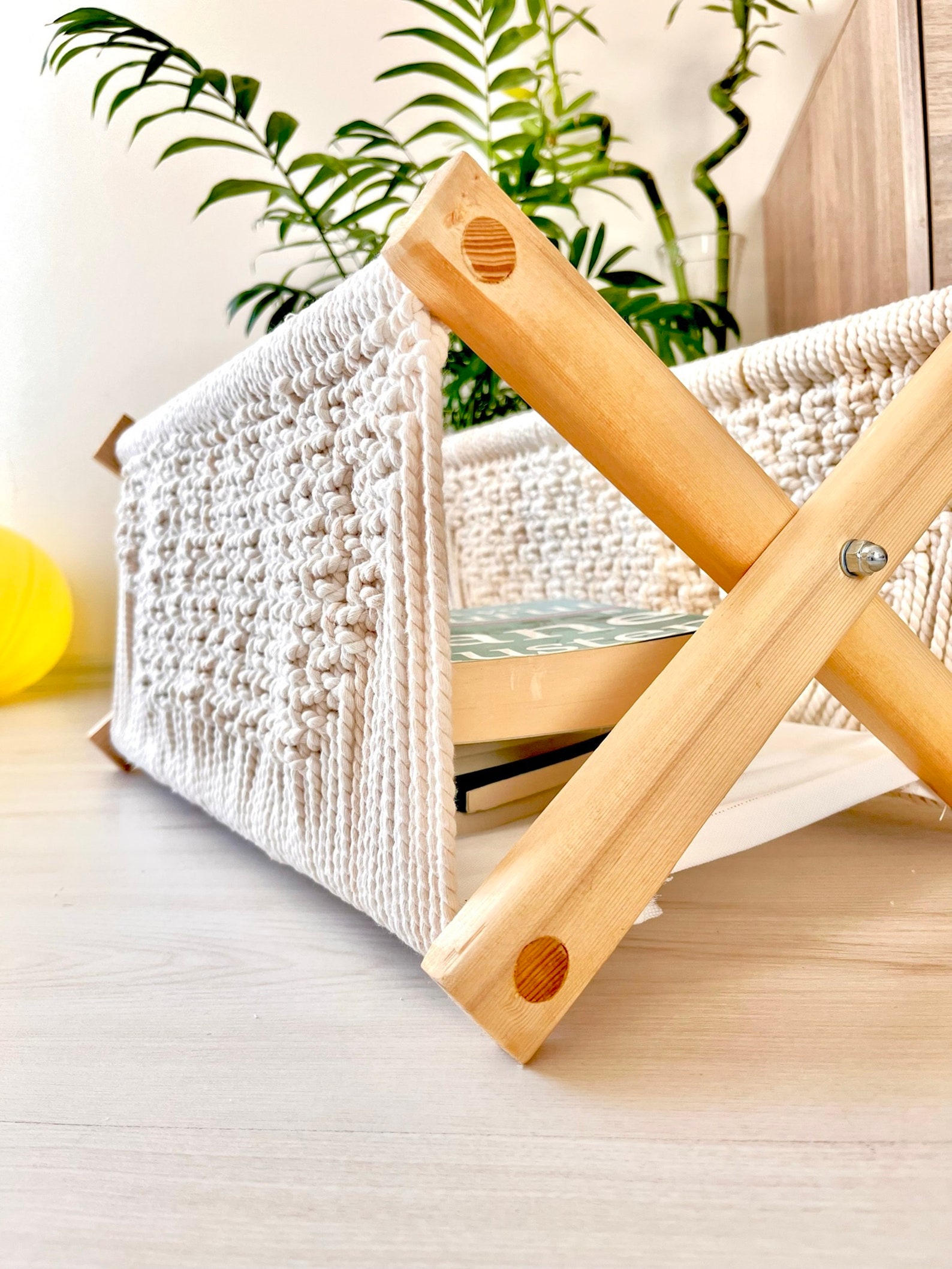 Handcrafted Wooden Magazine Rack,wooden Macrame Newspaper Holder,unique ...