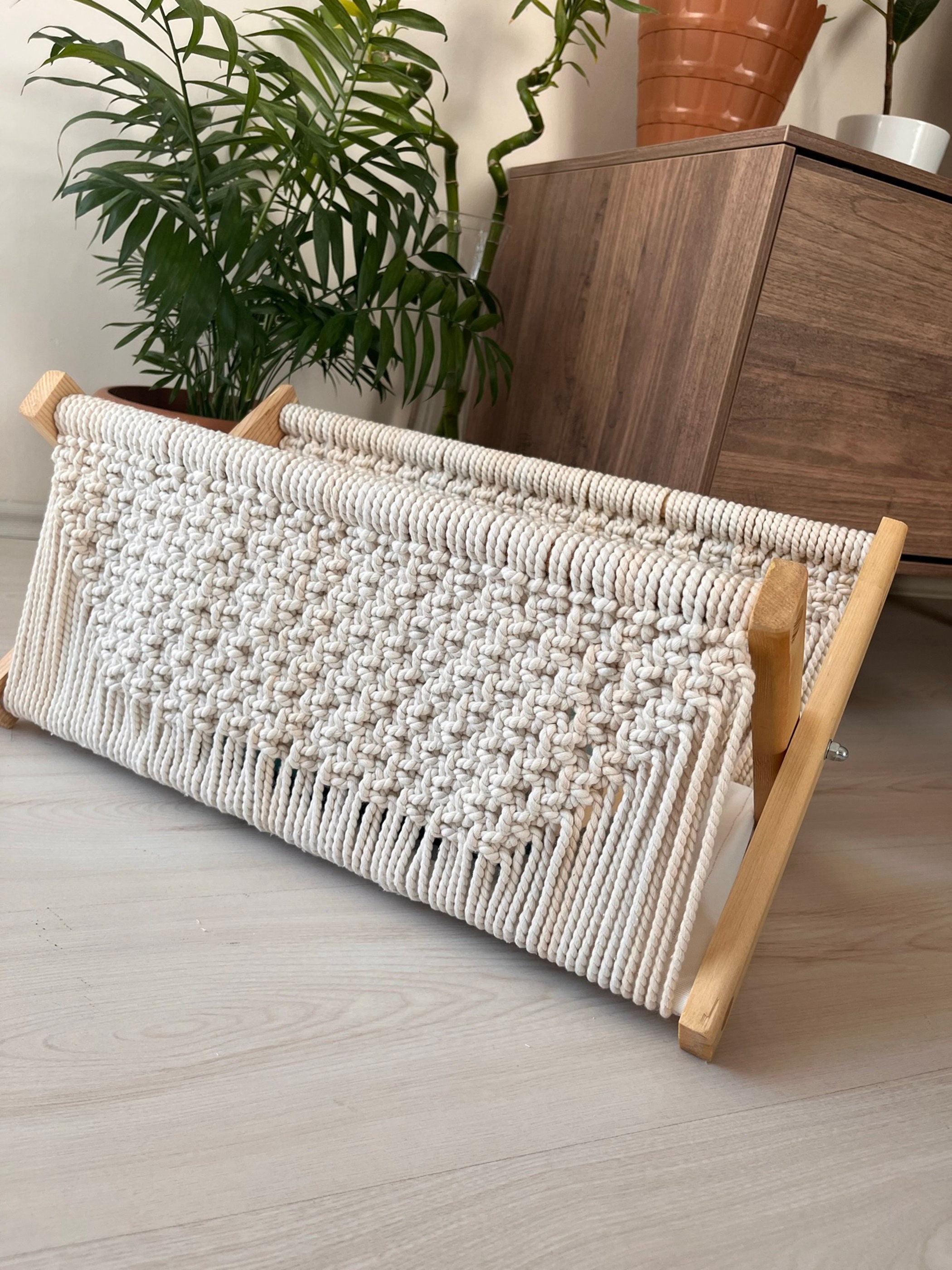 Handcrafted Wooden Magazine Rack,wooden Macrame Newspaper Holder,unique ...