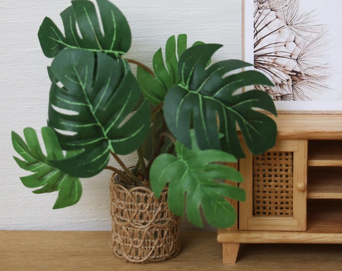 Miniature Dollhouse Monstera Large Leaf Tropical Plant - Etsy