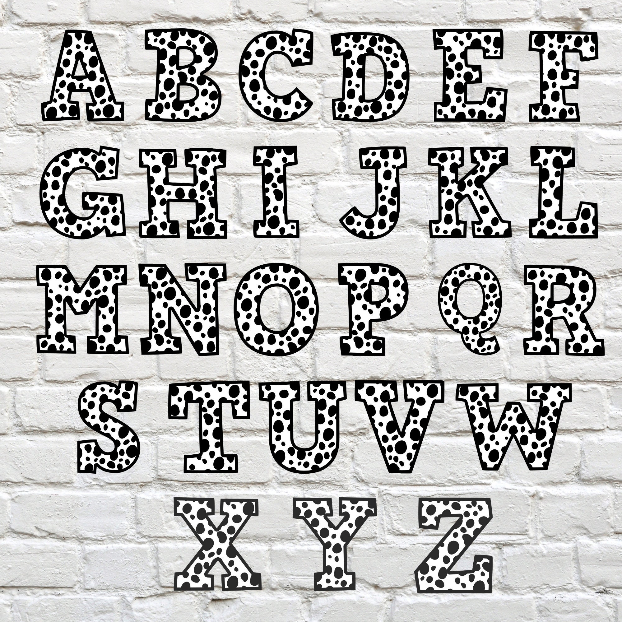 26 PNG Dalmatian Letters Alphabet PNG Transparent Background, Cricut ...