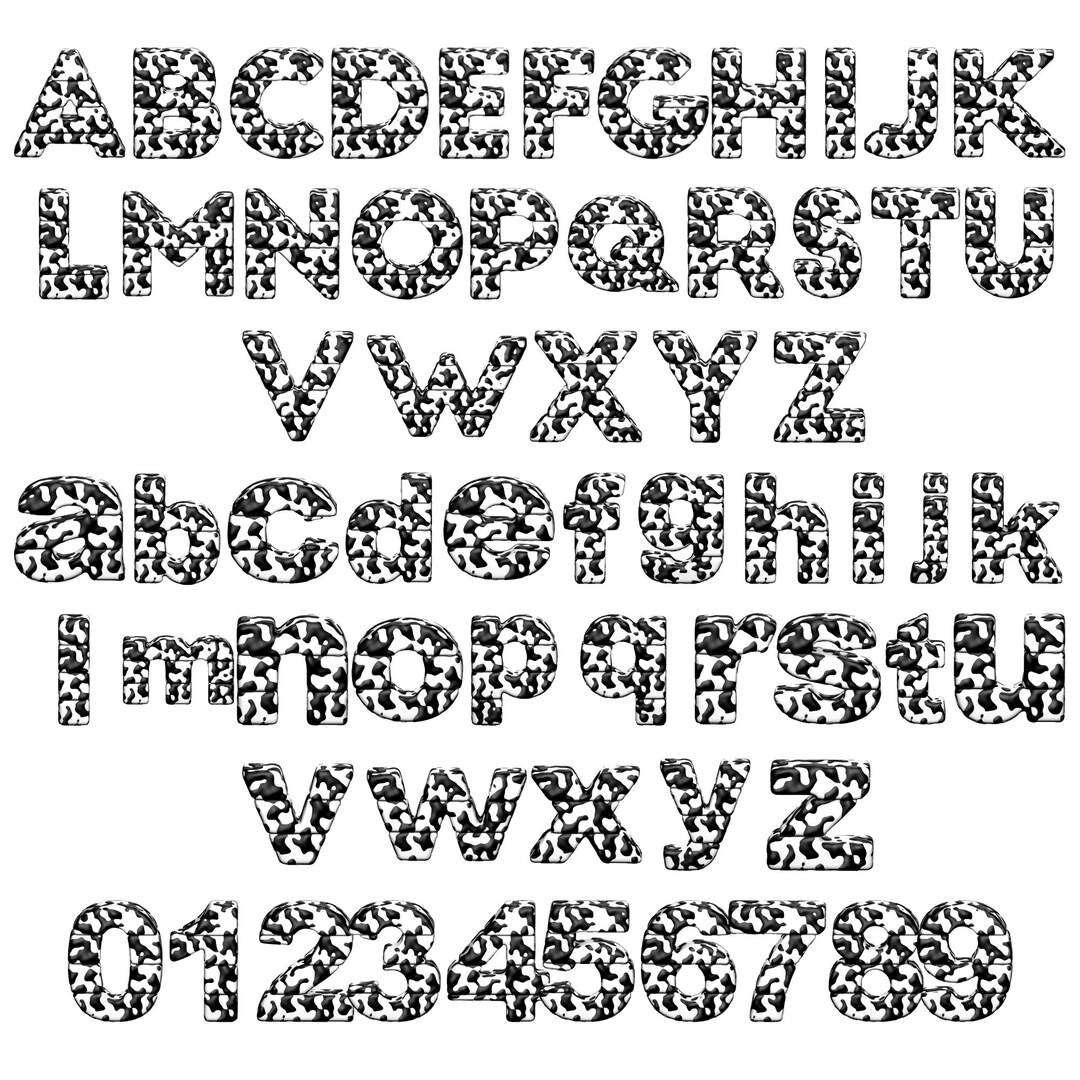 Dalmatian Print 3D Letters Alphabet PNG Transparent Background, Cricut ...