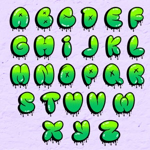 26 PNG Graffiti Letters Green Drip Alphabet PNG Transparent Background ...