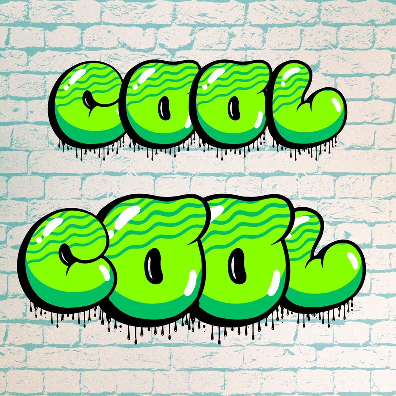 26 PNG Graffiti Letters Green Stripe Bubble Alphabet PNG Transparent Background, Cricut ...