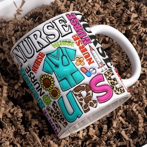 Nurse 3D Inflated, Puffed Mug Wrap Around Mug Design 11oz, 15oz ...