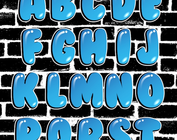 26 PNG Graffiti Letters Alphabet V6.2 PNG Transparent Background, Cricut, Silhouette ...