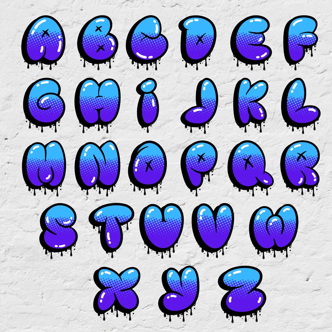 26 PNG Graffiti Letters Blue Drip Alphabet PNG Transparent Background ...