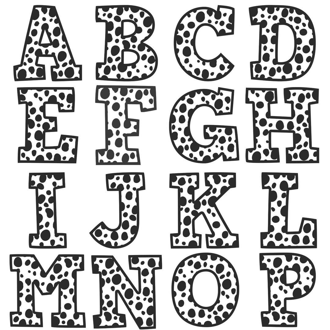 Dalmatian Print Letters Alphabet PNG Transparent Background, Cricut ...