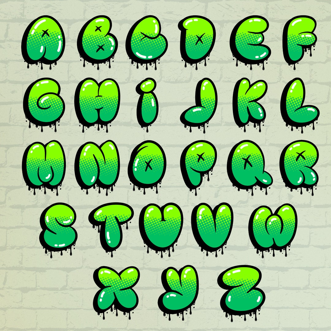 26 PNG Graffiti Letters Lime Green Drip Alphabet PNG Transparent Background, Cricut, Sublimation ...