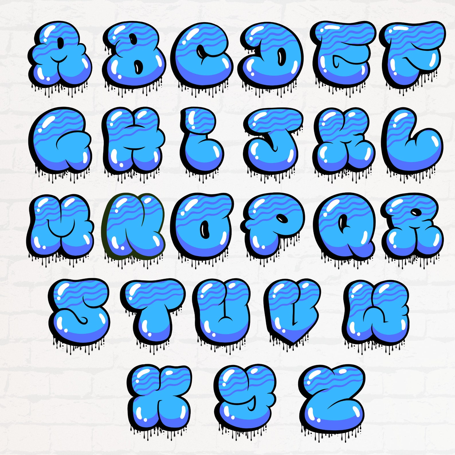 26 PNG Graffiti Letters Blue Stripe Bubble Alphabet PNG Transparent ...