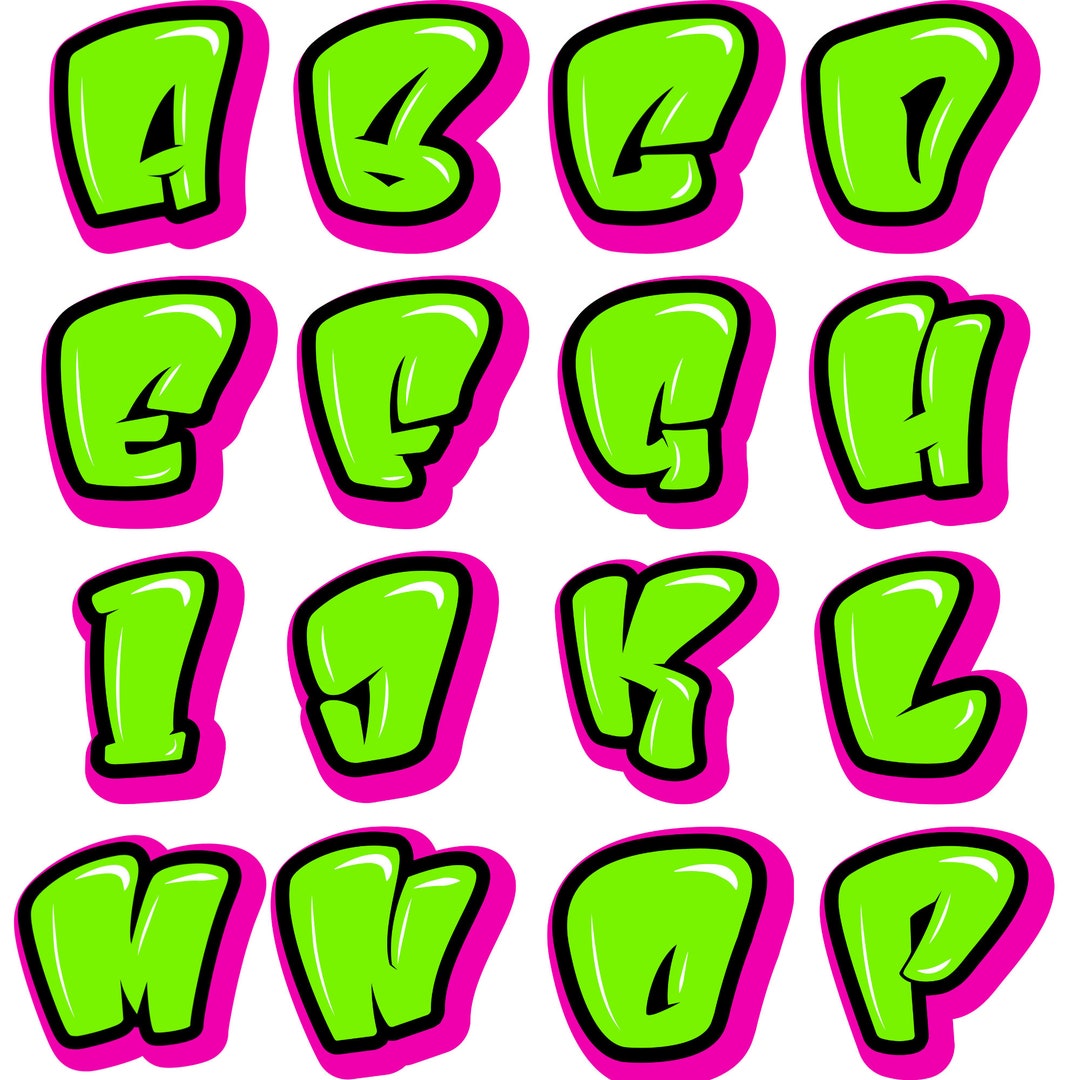 36 PNG Graffiti Letters Alphabet PNG Transparent Background, Cricut, Silhouette, Sublimation ...