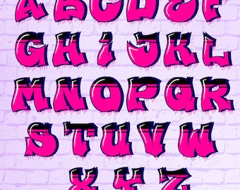 36 PNG Graffiti Letters Alphabet PNG Transparent Background, Cricut, Silhouette, Sublimation ...