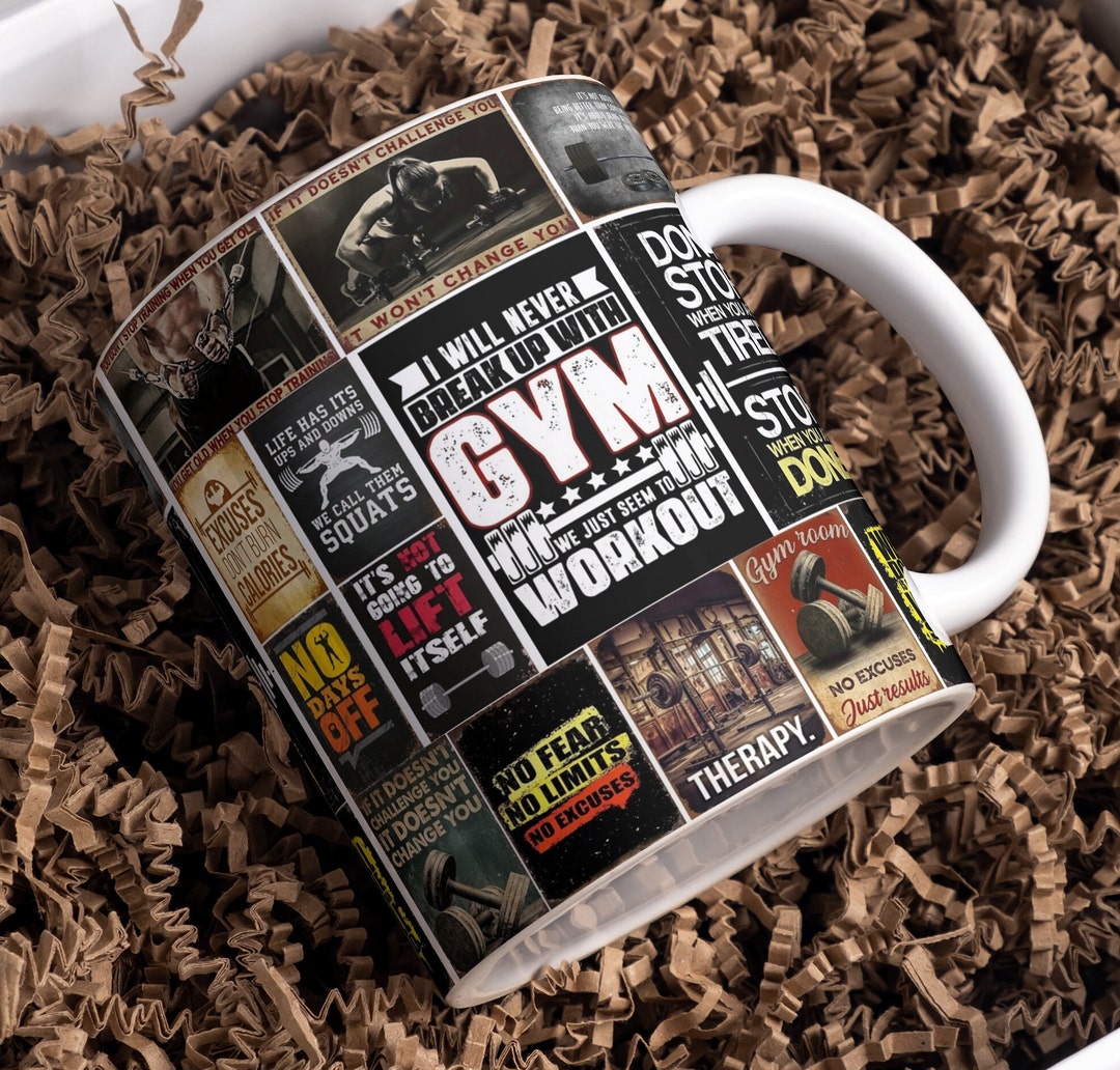 Gym Inspiration Mug, Gym Mug, Exercise Mug Wrap Around Mug Design 11oz ...