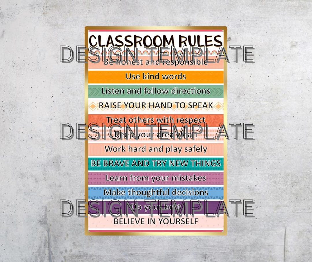Classroom Rules Poster, Digital Art, Digital Poster Design, Sublimation ...