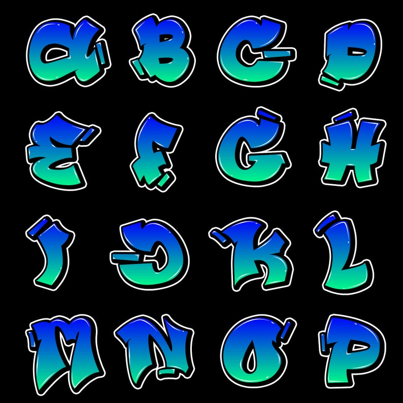 36 PNG Graffiti Letters Alphabet V33 PNG Transparent Background, Cricut ...
