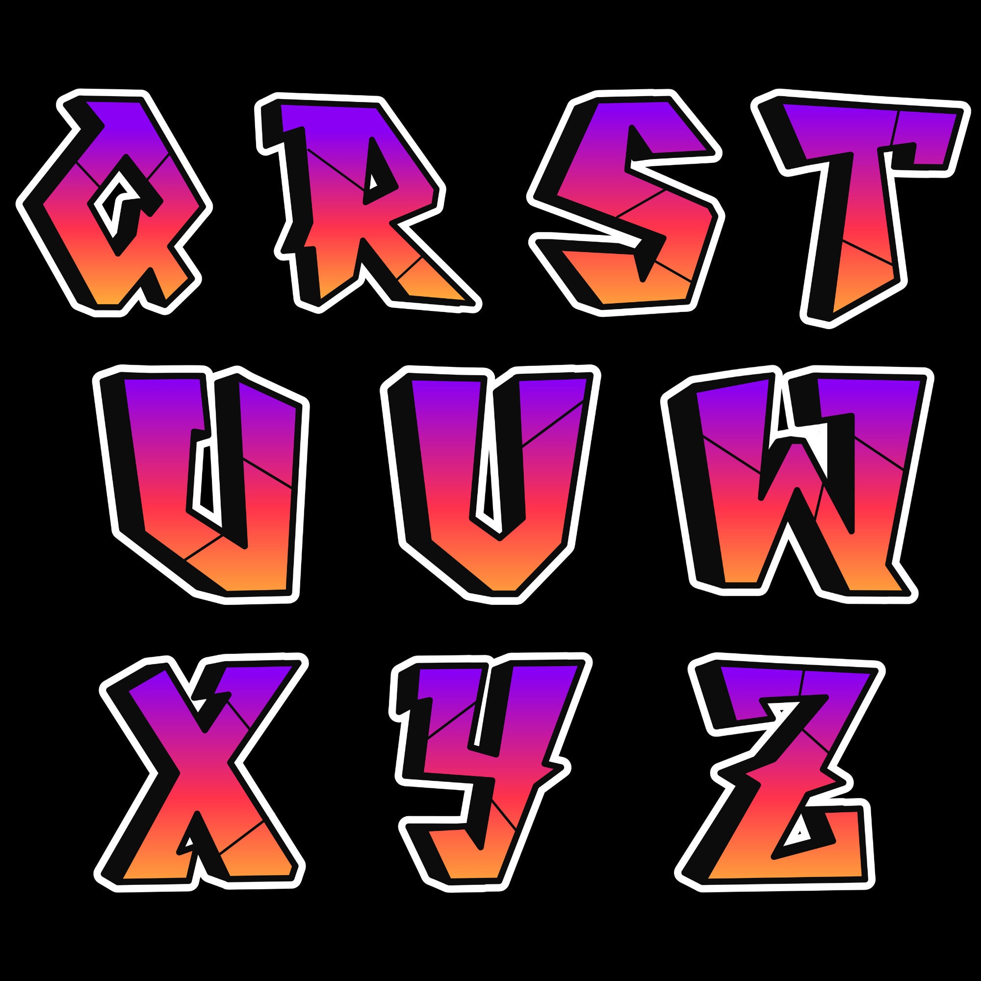 26 PNG Graffiti Letters Alphabet V6.2 PNG Transparent - Etsy New Zealand