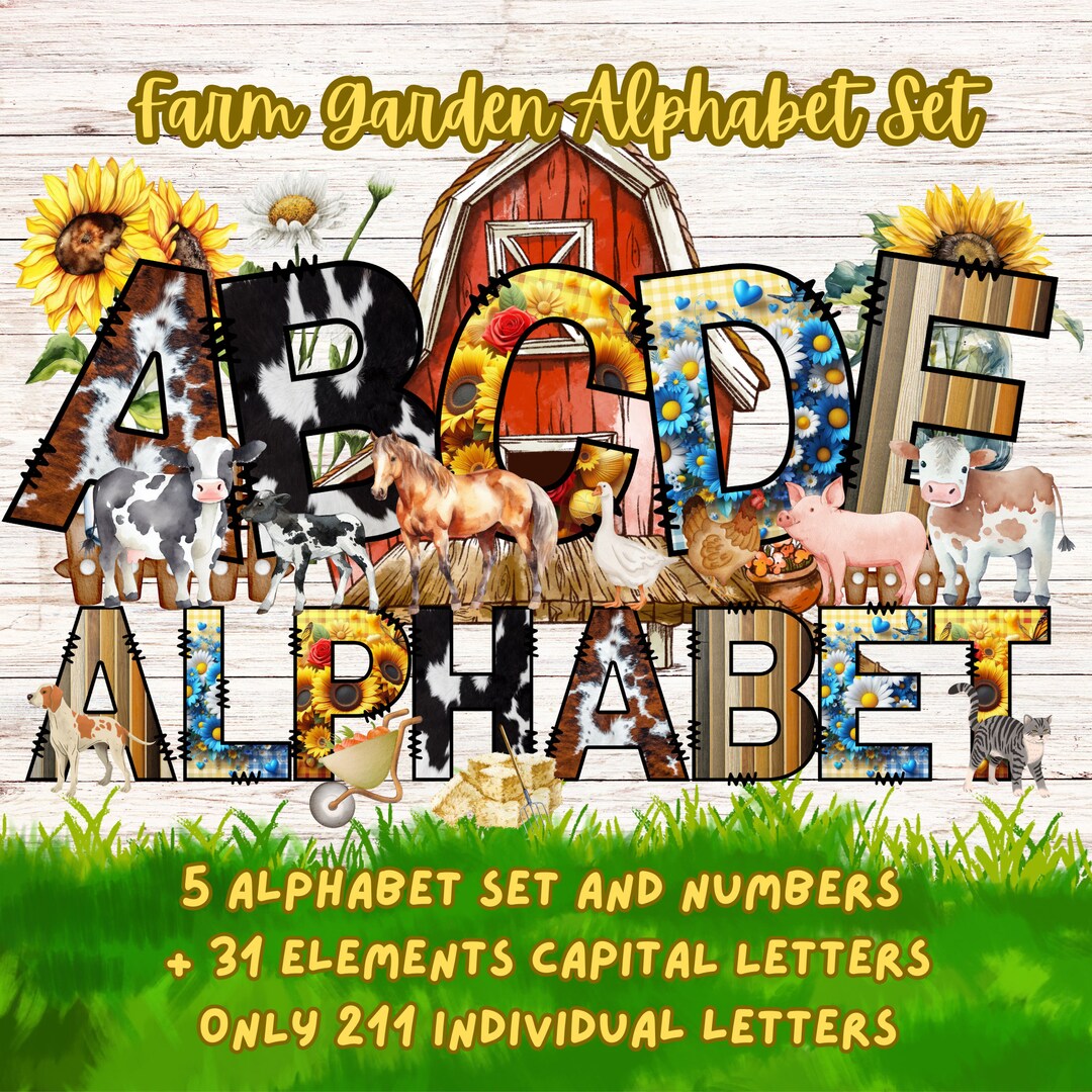 Farm Garden Doodle Alphabet PNG, PNG Letters, Numbers & Elements, Farm ...
