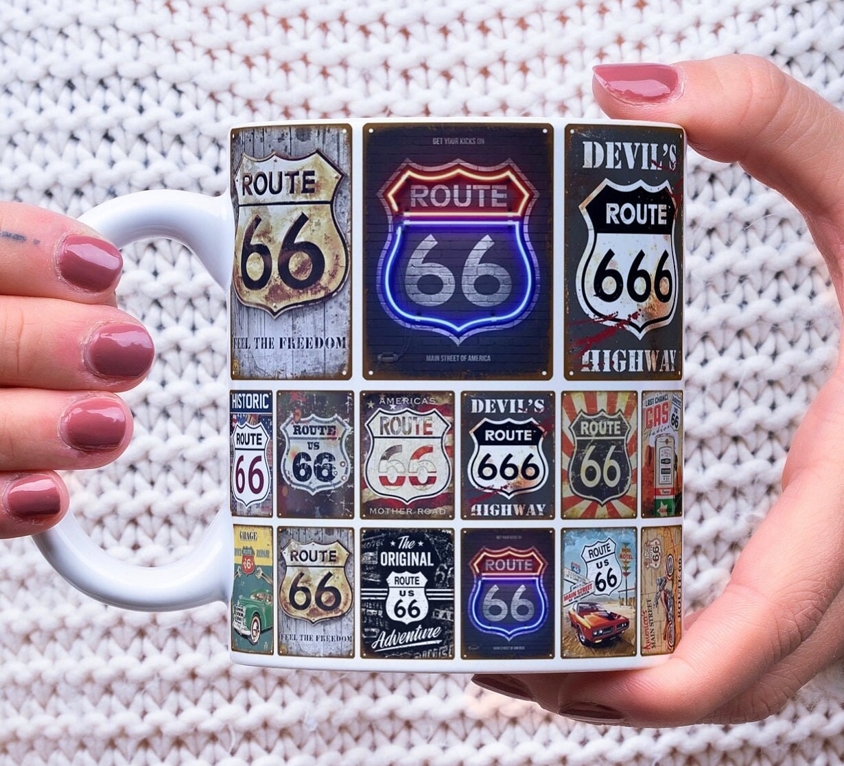 Route 66 Plates Mug Wrap Around Mug Design 11oz 15oz, Sublimation ...