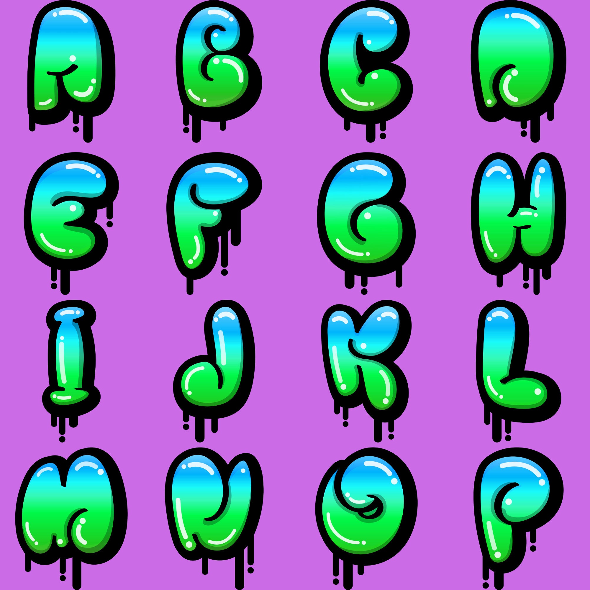 Bubble Letters Alphabet Graffiti A Z