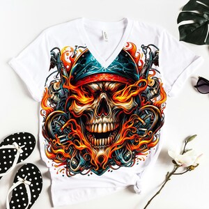 Fire Biker Skeleton PNG, Urban Sublimation Design, Cool Biker Skull ...