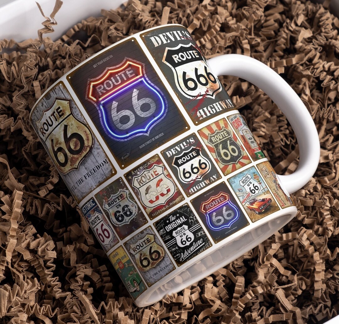 Route 66 Plates Mug Wrap Around Mug Design 11oz 15oz, Sublimation ...