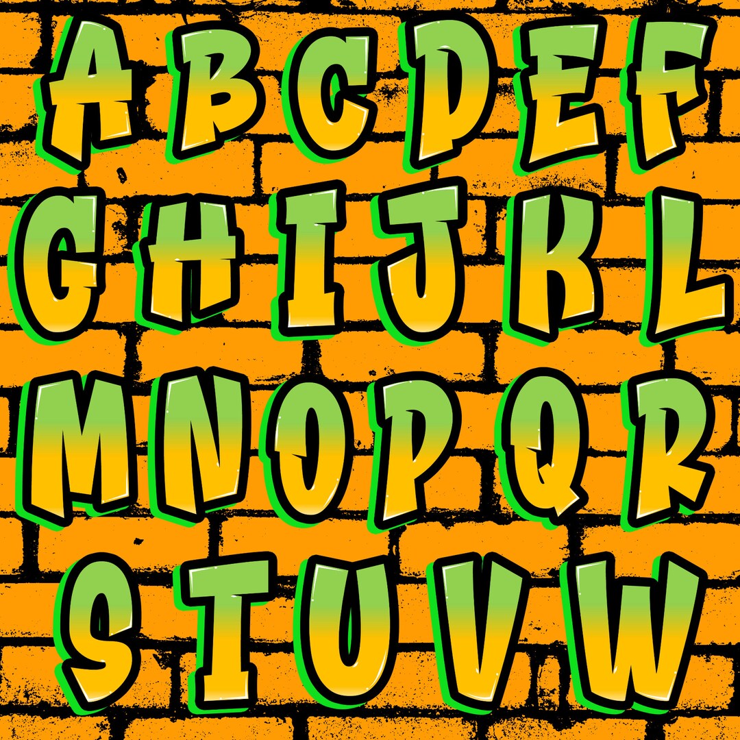 48 PNG Graffiti Letters Alphabet V18 PNG Transparent Background/cricut ...